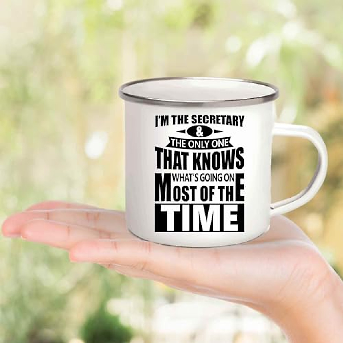 Funny Gift Funny Gift For Secretaries Who Know What's Going On - Unique Gift For Grandmothers On Birthday - 12oz Enamel Silver Mug