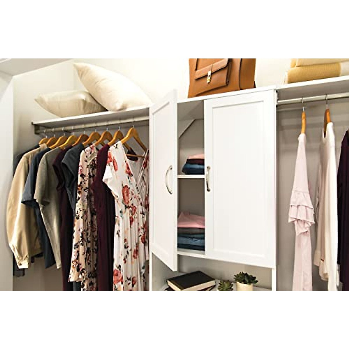 ClosetMaid SuiteSymphony Wood Closet Set, Add On Accessory Shaker Style, For Storage, Clothes, Units, Pure White/Satin Nickel, 25" Door Pair