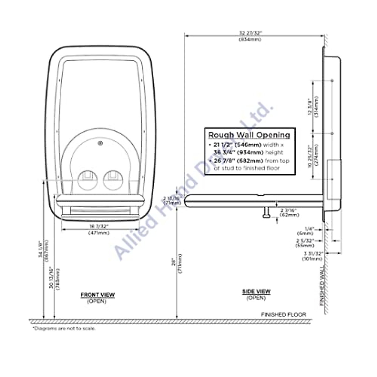 Koala Kare® KB311-SSRE - Recessed Vertical Stainless Steel Baby Changing Station (New for 2021)
