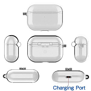 USTIYA Case for AirPods Pro Clear Protective Cover Transparent Key Chain Strap Protection Wireless Charging