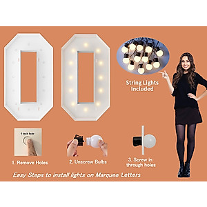 4FT Marquee Light Up Letters, Large Marquee Letters, Mosaic Balloon Frame Letters Big Letters for Engagement Wedding Decorations Birthday Party Backdrop Decor, Balloon Arch Kit Letter O