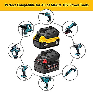 JYJZPB DM18M Battery Adapter with USB Charging Socket for Dewalt 20V Battery & Milwaukee M18 18V Lithium Battery Converter to Makita 18V BL1830 BL1840 BL1850 Cordless Tools Use