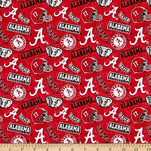 NCAA Alabama Crimson Tide 1178 Tone on Tone Red/White/Gray/Black, Fabric by the Yard