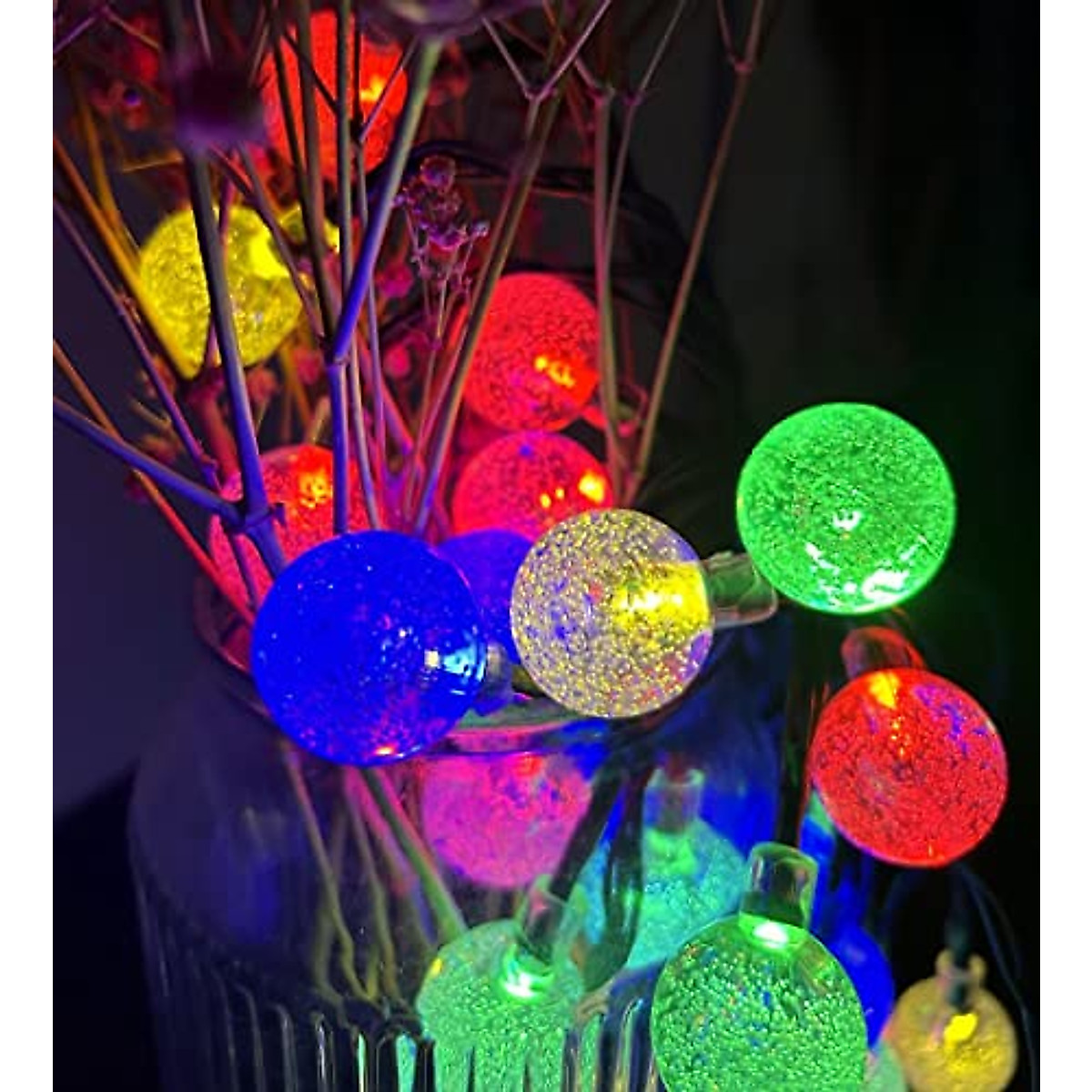 SPLOcolor Solar String Lights Outdoor, 20ft Waterproof 30 LEDs 8 Modes Crystal Globe Solar String Fairy Lights Backyard Patio Christmas Lights for Holiday Party Gardens Backyard Wedding (Multicolor)