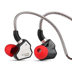 Linsoul 7Hz Salnotes Zero HiFi 10mm Dynamic Driver in-Ear Earphone IEM with Metal Composite Diaphragm Stainless Steel Faceplate Detachable 2Pin OFC Cable (Black, Without Mic)
