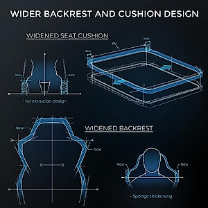 Vigosit Gaming Chair PRO- Gaming Chair with Footrest, Mesh Gaming Chair for Heavy People, Ergonomic Reclining Gamer Computer Chair for Adult, Big and Tall Office PC Chair Gaming (Black Blue)