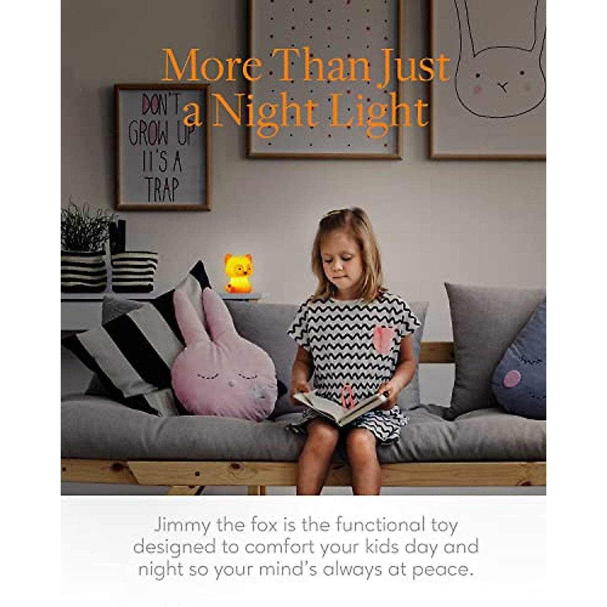 SomeShine Kids Night Light, Rechargeable Glowing Cute Kawaii Lamp Nightlights for Baby Room and Toddler, Portable Animal Lights Auto On Off, Fox Baby Stuff, Children Cute Gifts