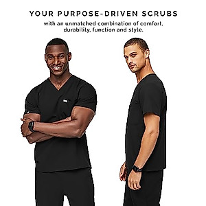 FIGS Leon Three-Pocket Scrub Top for Men - Black, L