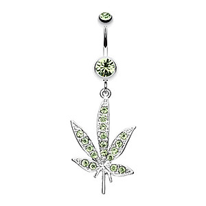Cannibis Pot Leaf Multi-Gem WildKlass Belly Button Ring