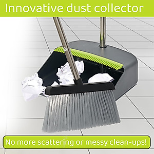 Ciclone Ispinmop Broom with Dustpan Combo Set with Long Handles - Lightweight Indoor & Outdoor Broom and Dustpan Set for Home & Office - Broom with Stand Up Dustpan and Innovative Dust Collector