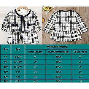 2Pcs Toddler Baby Girls Kid Long Sleeve Plaid Cardigan Coat Outwear +Plaid Dress Tutu Skirt Princess Party Formal Outfits (Gray and White Plaid Coat + Tutu Dress, 4-5T)