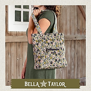 Bella Taylor Large Tote | Quilted Floral Tote Bag for Women | Delicate Floral Charcoal