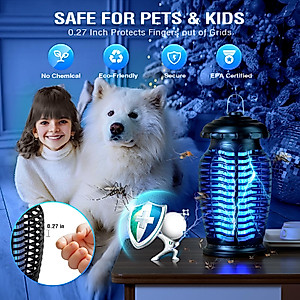 Bug Zapper Outdoor/Indoor, 4200V High Powered Electric Mosquito Zappers Killer, Waterproof Insect Fly Swatter Zapper Mosquito Trap, Fly Traps, Insect Killer for Home,Garden,Backyard, Camping, Black