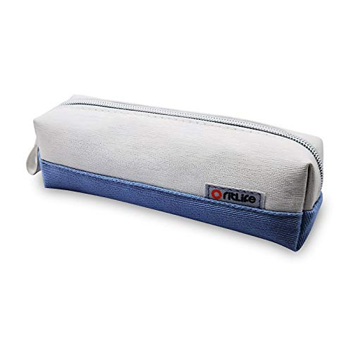 Oritlife Upgraded Wide-Open Stationery Pencil Case with Premium PU and Cotton, Pen Pencil Pouch with Silver Zipper for School College & Office (Blue)