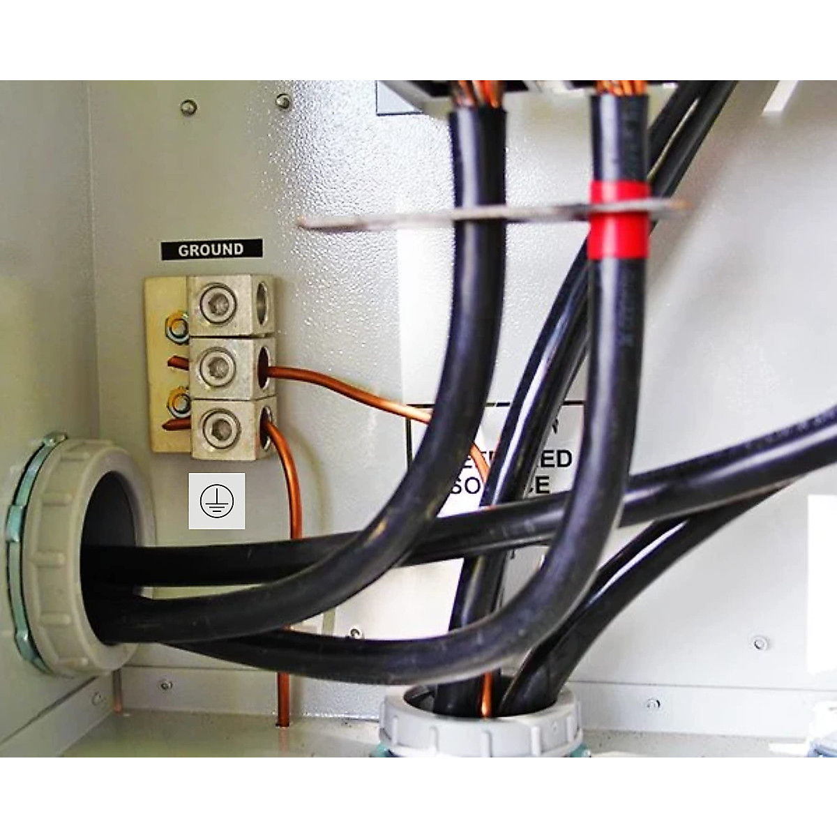 Ground Symbol Sticker 1" x 1" Double Glue Decal Screen Printed in a roll of 100 (Yellow)