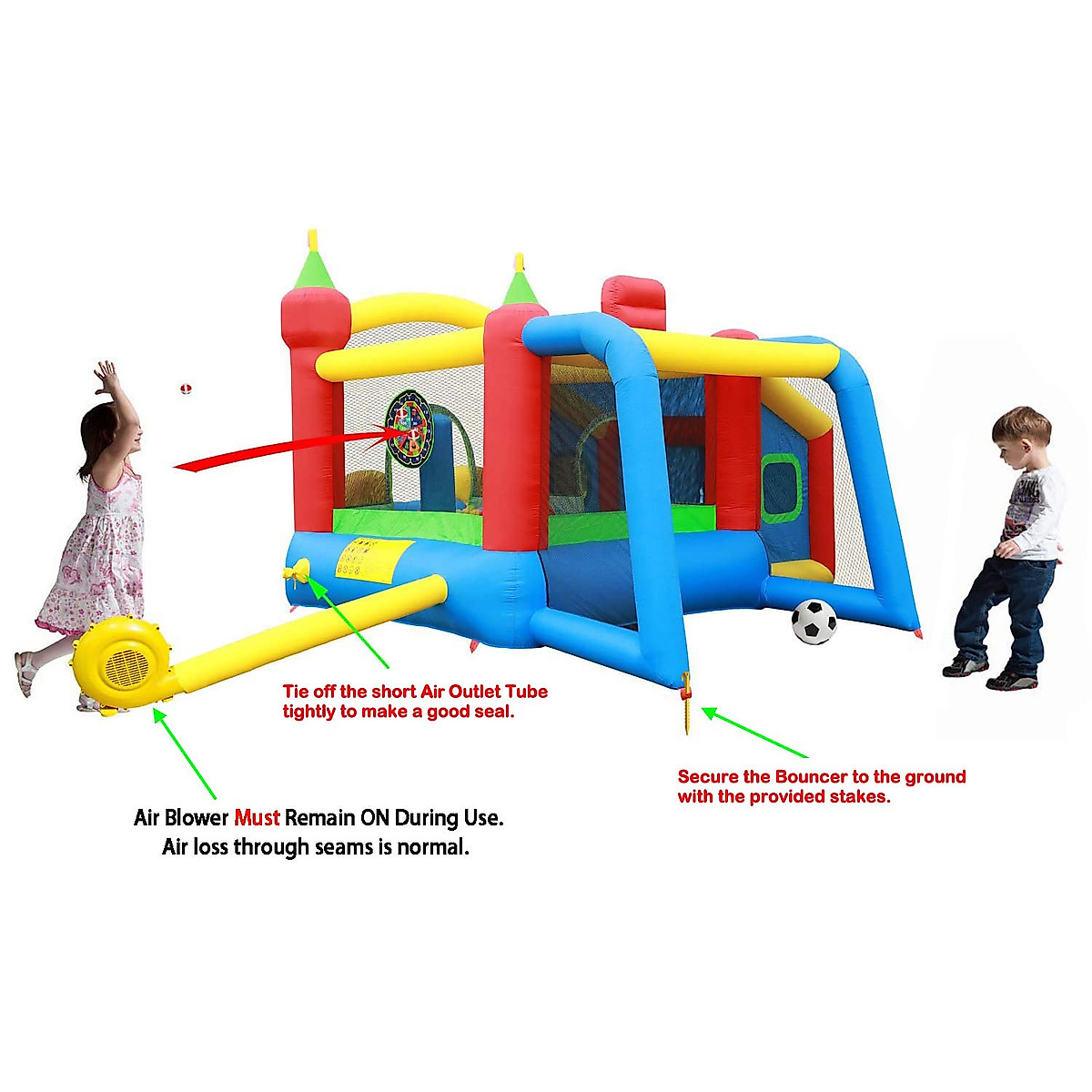 WELLFUNTIME Inflatable Bounce House,Jumping Castle Slide with Blower,Kids Bouncer with Ball Pit