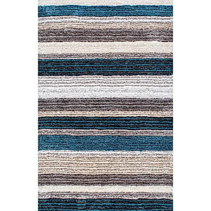 NuLOOM Drey Striped Shag Area Rug, 6' x 9', Blue Multi