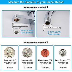Hibbent 1080° Rotatable Faucet Extender, Swivel Faucet Aerator, Metal Faucet Attachment Dual Function Kitchen Bathroom Sink Sprayer Attachment for Gargle/Eye/Face Washing 15/16'' Male Thread
