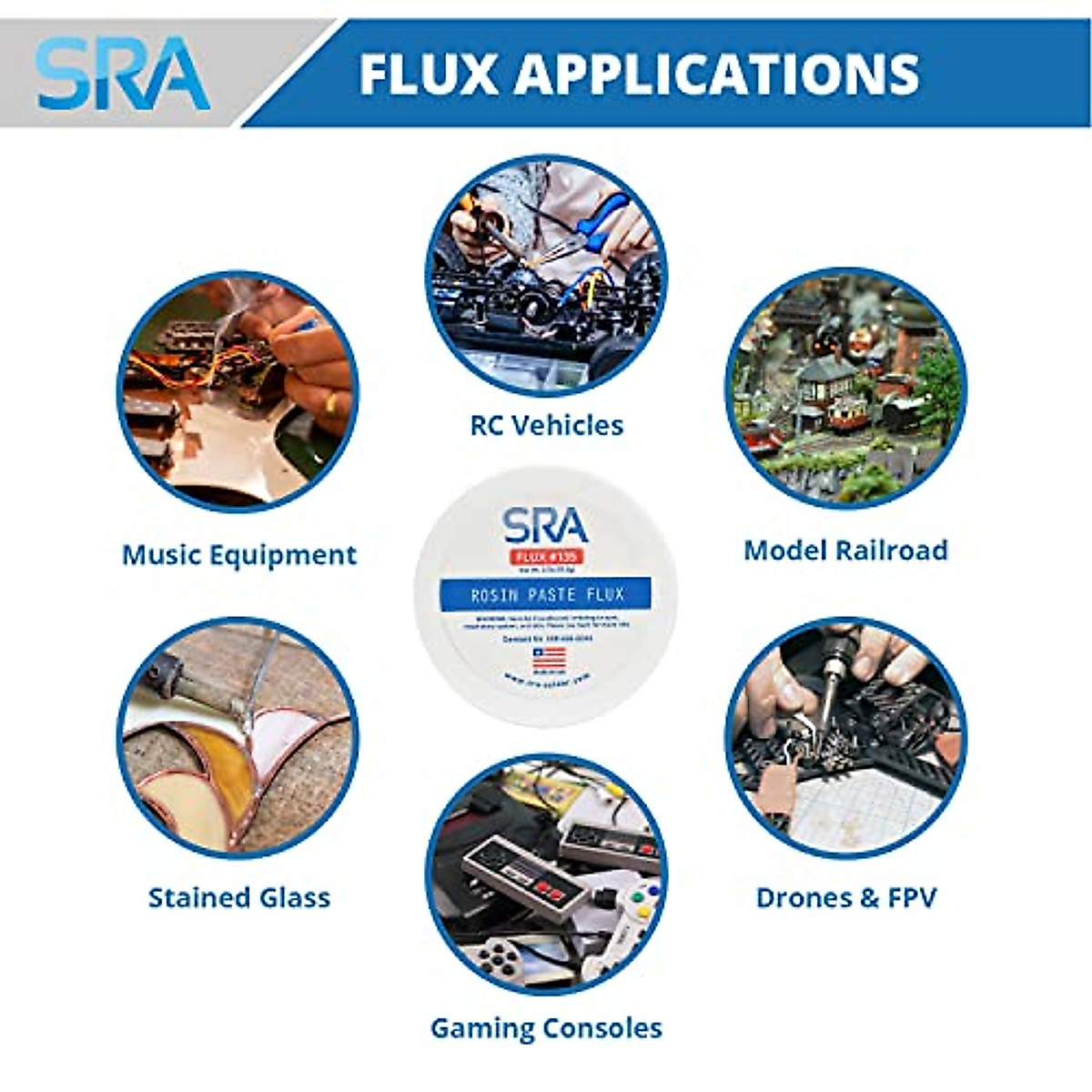 SRA Solder 135 Rosin Paste Soldering Flux For Electronics, No Clean Flux Made for Lead and Lead-Free Solder Circuit Boards and Copper Electrical Wire - Safe Clean Residues with No Goopy Mess (2oz Jar)