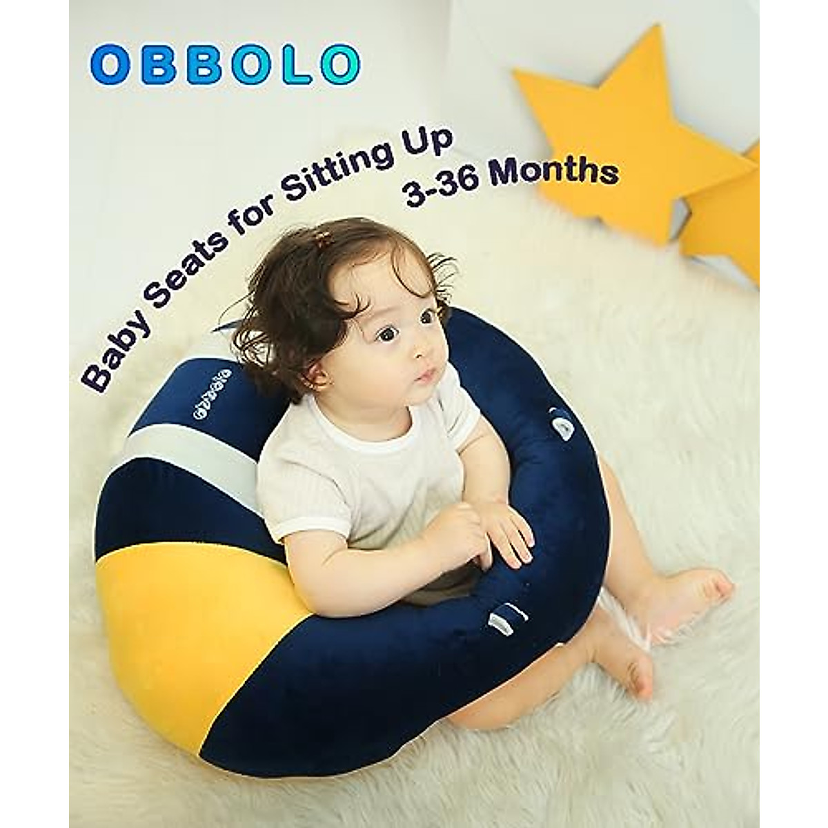 Obbolo Baby Support Seat for Sitting Up, Baby Cute Sofa Chair Pillow for 3-36 Months Infants, Comfy Plush Stable Newborn Chair Gift