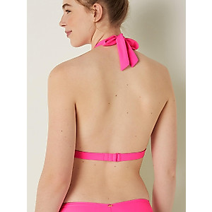 Victoria's Secret Pink Push Up Triangle Bikini Top, Wireless, Womens Swimsuit Top, Radiant Rose (XL)