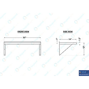 AmGood 14" Width x 30" Length | Stainless Steel Wall Shelf | Square Edge | Metal Shelving | Heavy Duty | Commercial Grade | Wall Mount | NSF Certified