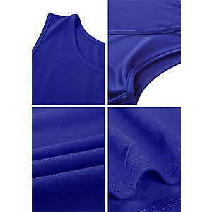 YMING Women’s Casual Shirt Dress Loose Mini Dress Summer Sleeveless Dress Blue XL