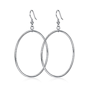 Sterling Silver Large Hoop Circle Dangle Drop Earrings for Women Ldaies 50mm (50mm, silver)
