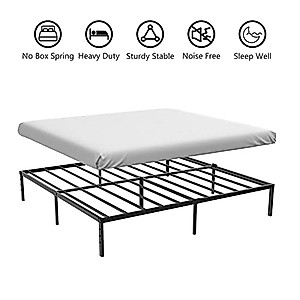 LIJQCI 16 Inch King Bed Frame –Heavy Duty Metal Platform Bed Frame Steel Slat Support 3000 lbs No Box Spring Needed, Non Slip, Noise Free Base Bed Black King Size