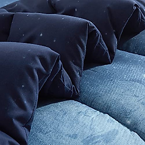 HYPREST Bed in A Bag Queen Comforter Set with Sheets - 7 Pieces Queen Teen Comforter Sets for Girls Boys, Monn Star Blue Bedding Comforter Sets Super Soft Lightweight Breathable(Oeko-Tex Certified)