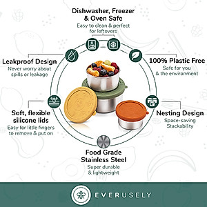 Everusely Stainless Steel Containers with Lids Ultimate Lunch Bundle (Muted Rainbow)