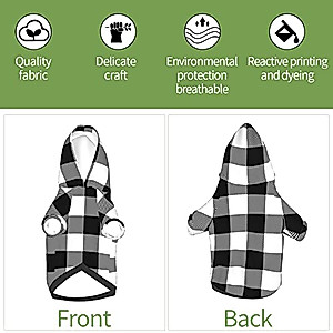 Dog Puppy Hoodies White Black Buffalo Plaid Buffalo Check Sweatshirt Pet Hooded Coat Jackets Apparel for Small Dogs Small