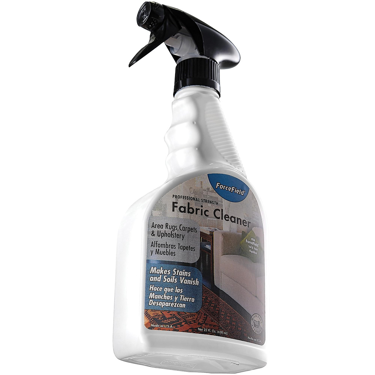 ForceField Fabric Cleaner - Professional Strength - Deeply Penetrates Water Safe Fabric & Fibers of Upholstery, Clothing, Rugs & Carpeting 22oz