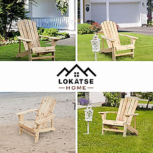 LOKATSE HOME Outdoor Wooden Adirondack Classic Fire Pit Chair for Deck Yard/Garden, Natural Wood
