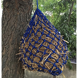 Majestic Ally 2”x2” Holes Highly Durable Very Sturdy 36" Hay Net with for Horses, Goat, Travel Feeder for Trailer and Stall, Reduces Waste (Royal Blue)