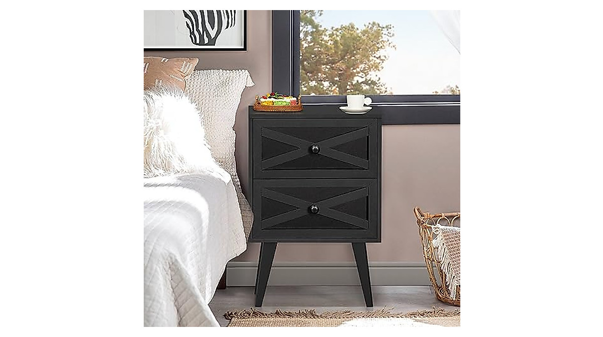 Lerliuo Black Nightstand Set of 2 - Modern Storage