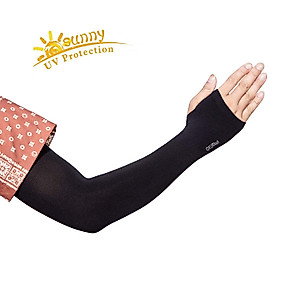 QXURkut Arm Sleeves for Women Men, 5 Pairs Cooling UPF50 UV Protection Sun Sleeves Sports Compression Sleeves to Cover Arms, Thumb Hole, Black