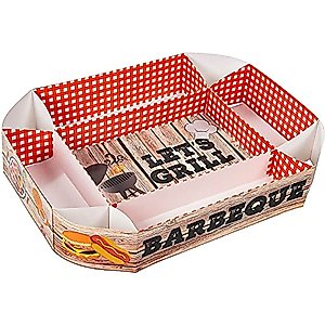 Disposable Serving Platter - Picnic Tray, 5 Compartments with Cup and Dip Holders, Best for Finger Food and Snacks, 4 x 20 x 26 Inches