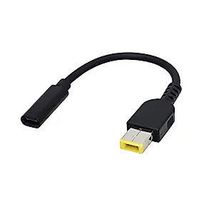 CERRXIAN 15cm 65W PD USB Type C Female Input to Slim Tip Power Charging Cable for Lenovo Thinkpad E440 E450 E550 E560 T430 T440 T440S Lenovo Yoga 13 Yoga 11S(Square s)
