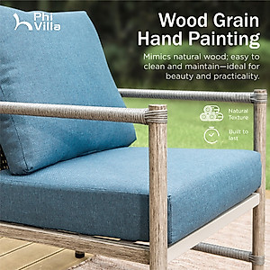 PHI VILLA 4 Piece Patio Furniture Set, 2 x Armchair, 1 x 3-Seat Sofa, 1 x Coffee Table, All Cushioned 5 Seats Outdoor Conversation Set for Lawn Garden Backyard