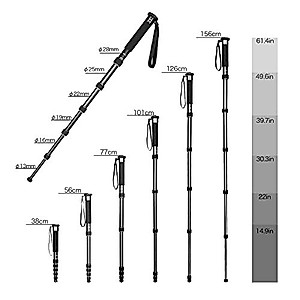 Koolehaoda 6-Section Monopod Compact Portable Photography Aluminum Alloy Unipod Stick, Max. Load 10kg / 22lbs, Folding Size is only 15-inch (K-266 Black)