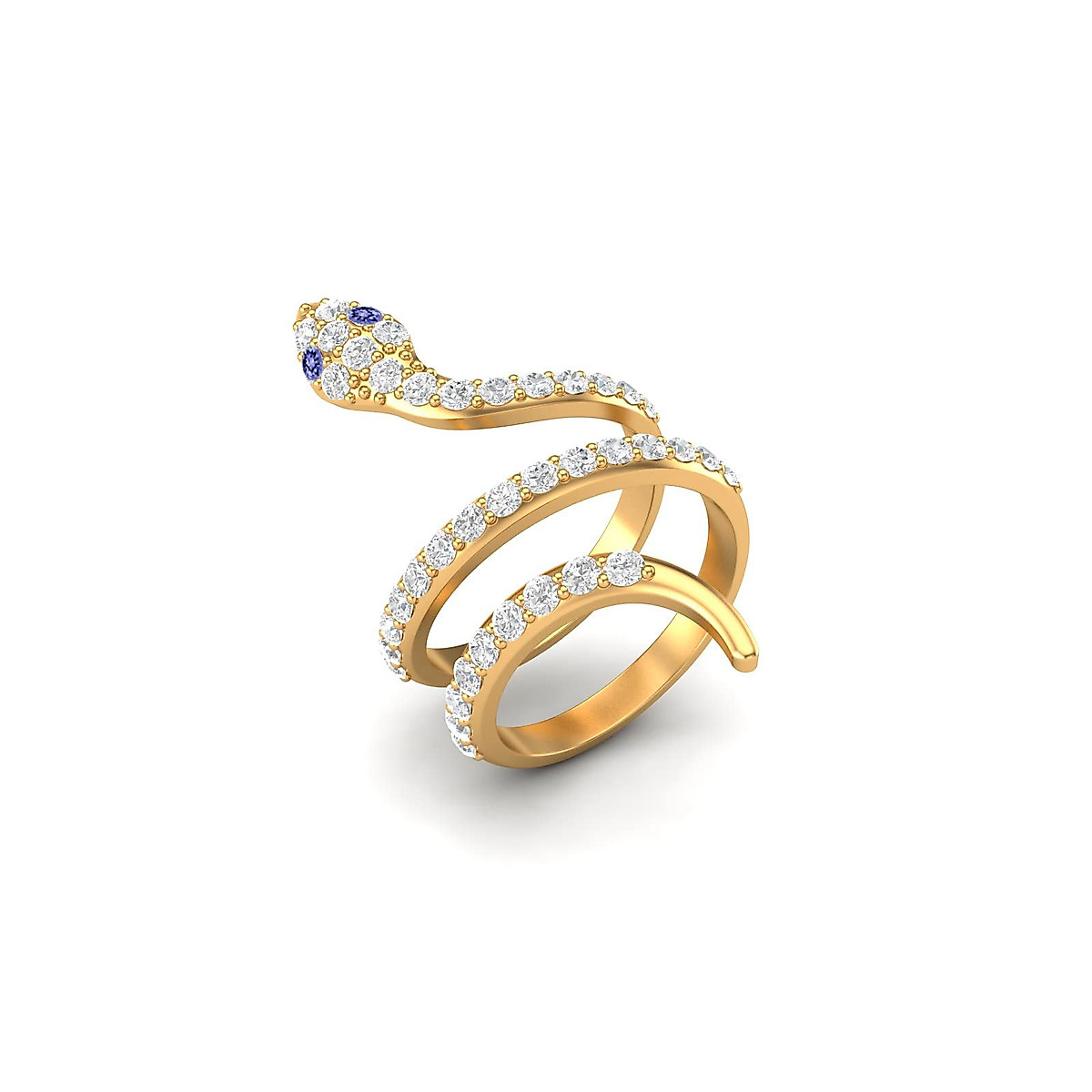 MOONEYE 925 Sterling Silver Snake Ring for Women Vintage Wrap Rings with Natural Tanzanite & White Topaz Engagement Ring Cobra Snake Rings (Gold Vermeil, 9)