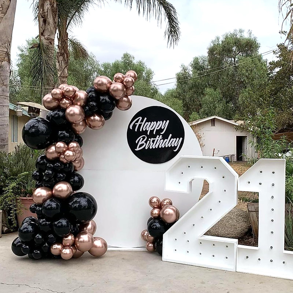 NISOCY Black and Rose Gold Balloons Garland Arch Kit, 120PCS Black Metallic Rose Gold Confetti Balloons for Engagements Wedding Valentine's Day Graduation Birthday Anniversary Party Decorations