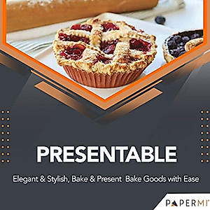 Round Paper Baking Mold 50pc, Disposable Eco- Friendly bakeware tart pans & Pie pan, Microwave Freezer Oven Safe, Providing Beautiful Forms for Bake & Serve, 3.5” x 1.25" 5oz