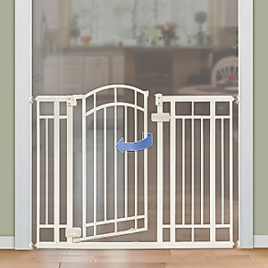 Summer Infant Multi-Use Decorative Extra Tall Safety Pet and Baby Gate,28.5'-48' Wide, 36' Tall,Pressure or Hardware Mounted, Install on Wall or Banister in Doorway or Stairway,Auto Close Door -Beige