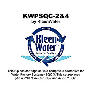 KleenWater Reverse Osmosis Water Filter Replacements for SQC3, Compatible with Water Factory 47-55706G2, 47-55710G2, 2 Cartridge Set, Made in USA