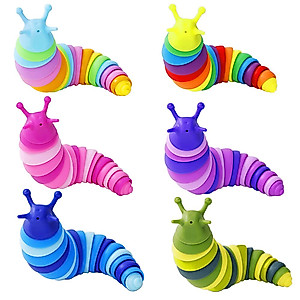 Fidget Toys Slug ,Sensory Slug Fidget Toy for Kids ,Toddler Sensory Toys,Stress Relief Toy,ADHD & Autism Fidget Toys,Preschool Boy Girl Gifts Idea,Goodie Bag Stuffers(6PCS)