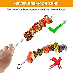 Metal Skewers for grilling 8 PCS, Stainless Steel BBQ Sticks with Wooden Handle 16 inch Kabob Skewer with Campfire Roasting Bag (Wooden)