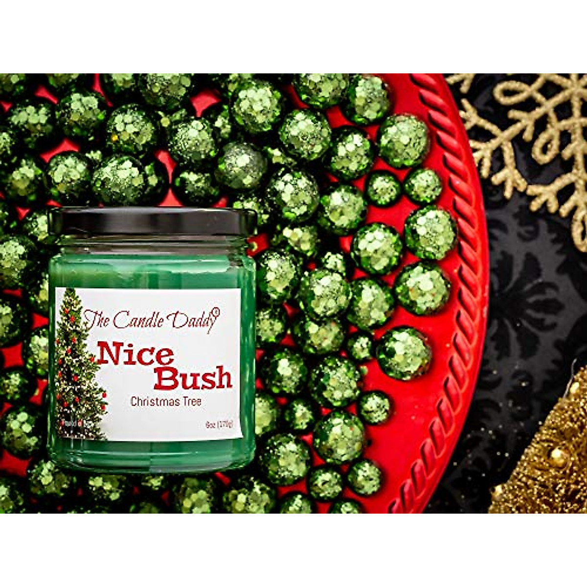 Nice Bush Holiday Candle - Funny Blue Spruce Scented Candle - Funny Holiday Candle for Christmas, New Years - Long Burn Time, Holiday Fragrance, Hand Poured in USA - 6oz