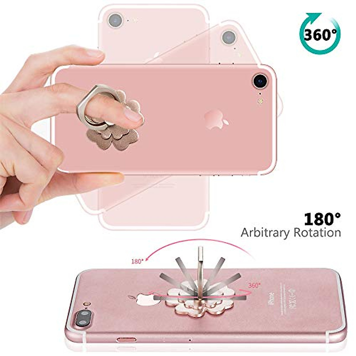 SENHAI Cell Phone Ring Stand Holder, 5 Pack 360° Rotation Metal Universal Finger Ring Grip Stand Holder Compatible with iPhone Xs Max XR X 8 7 6 6s Plus Ipad Samsung Tablet Smartphones - 5 Colors